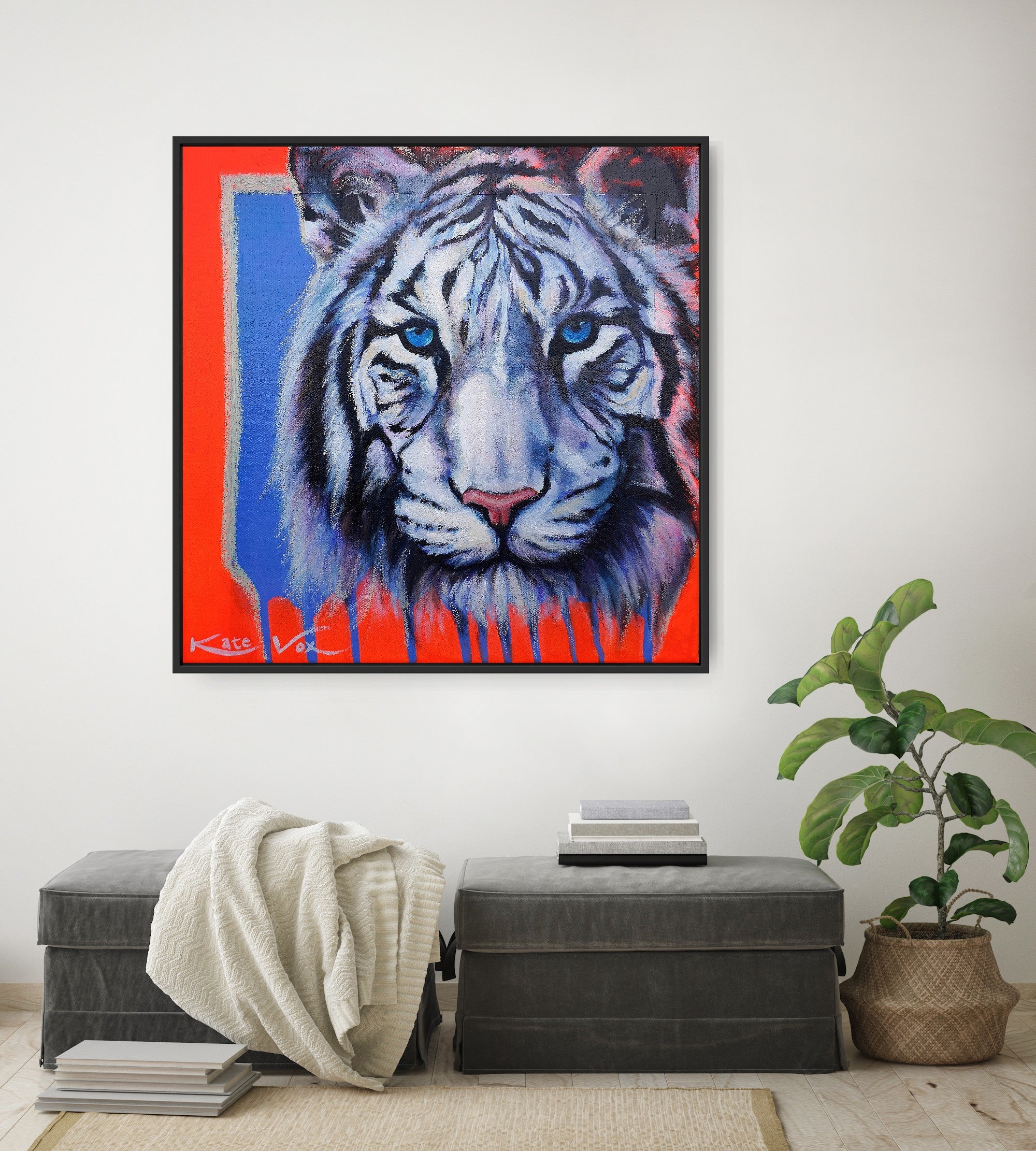 'Know Your Worth' (Big Cat Reality Box Series) Canvas Print – Kate Vox Art